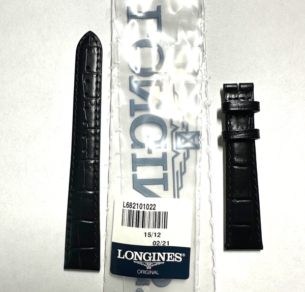 Longines 15mm Black Leather Band Strap | W.B.E