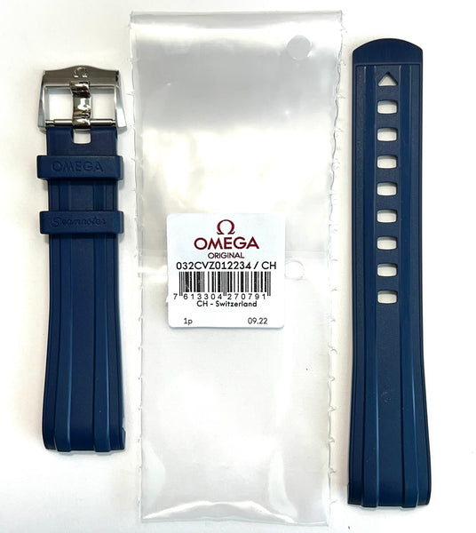 Omega Seamaster 21mm Blue Rubber Band Strap | W.B.E