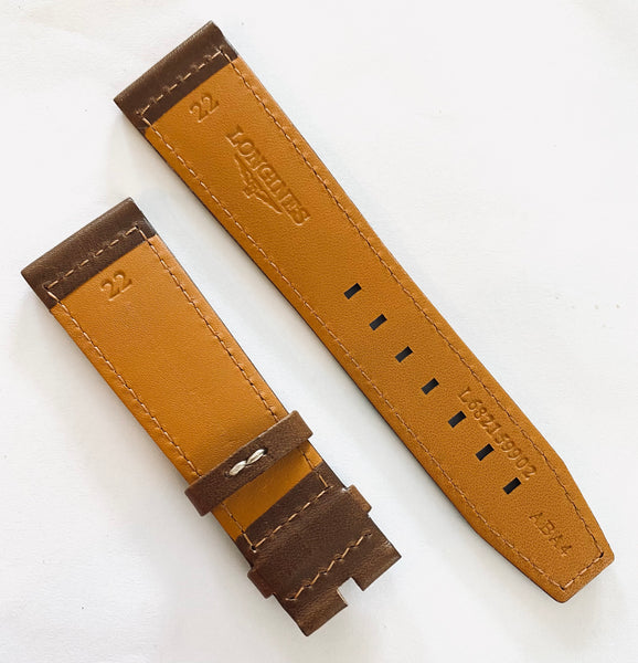 Longines 22mm Brown Leather Watch Band Strap | W.B.E
