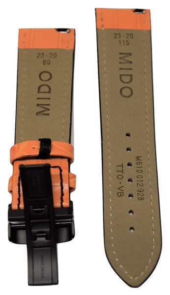 MIDO Multifort 23mm Orange Leather Band Strap For Model: M005614A | W.B.E
