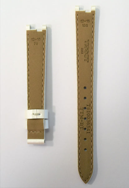 Tissot Women's Flamingo T094210A White Pearl Leather Strap Watch Band ...